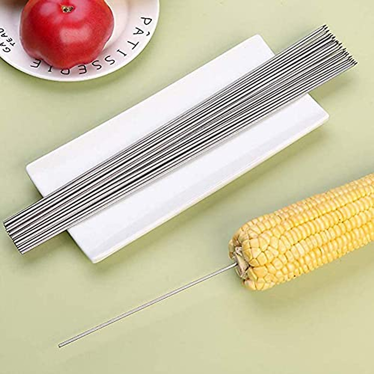 20 Pieces Stainless Steel skewers, BBQ skewers, Meat skewers, Stainless Steel skewers, Reusable BBQ skewers, Kebabs - 35cm