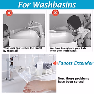 Faucet Extender, 2 Pack Baby Bath Helper, Bath Tub Faucet Extender for Kids Baby Children Hand Washing, Bathroom Kitchen Sink Spout Extender for Faucet, Fits Most Faucets (White)