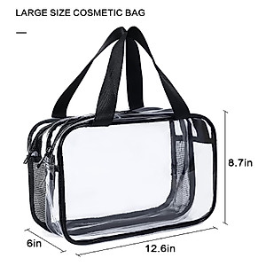 Auseibeely Clear Toiletry Bag for Women Men, Portable Large Travel Makeup Bag, Waterproof & Draining Transparent Cosmetic Bag, Carry On Airport Airline Compliant Bag
