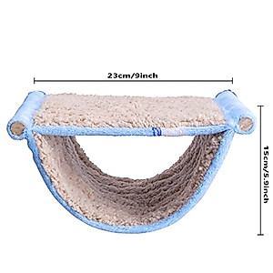 Bird Nest Double Layer Hanging Hammock Bed Toy for Parrot Parakeet Cockatiel Conure Cockatoo Amazon Lovebird Finch Budgie Hamster Rat Gerbil Chinchilla Cage Perch (Blue)