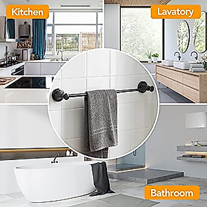 BESy Adjustable Bronze 16.5 to 28.7 Inch Bath Towel Bar Rack for Bathroom Towel Holder, Wall Mounted Towel Bar Rod Hanger Bathroom Hardware Accessories Hotel Style, Stainless Steel, Oil Rubbed Bronze