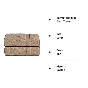 Belizzi Home Cotton 2 Pack Oversized Bath Towel Set 28x55 inches, Large Bath Towels, Ultra Absorbant Compact Quickdry & Lightweight Towel, Ideal for Gym Travel Camp Pool - Tan