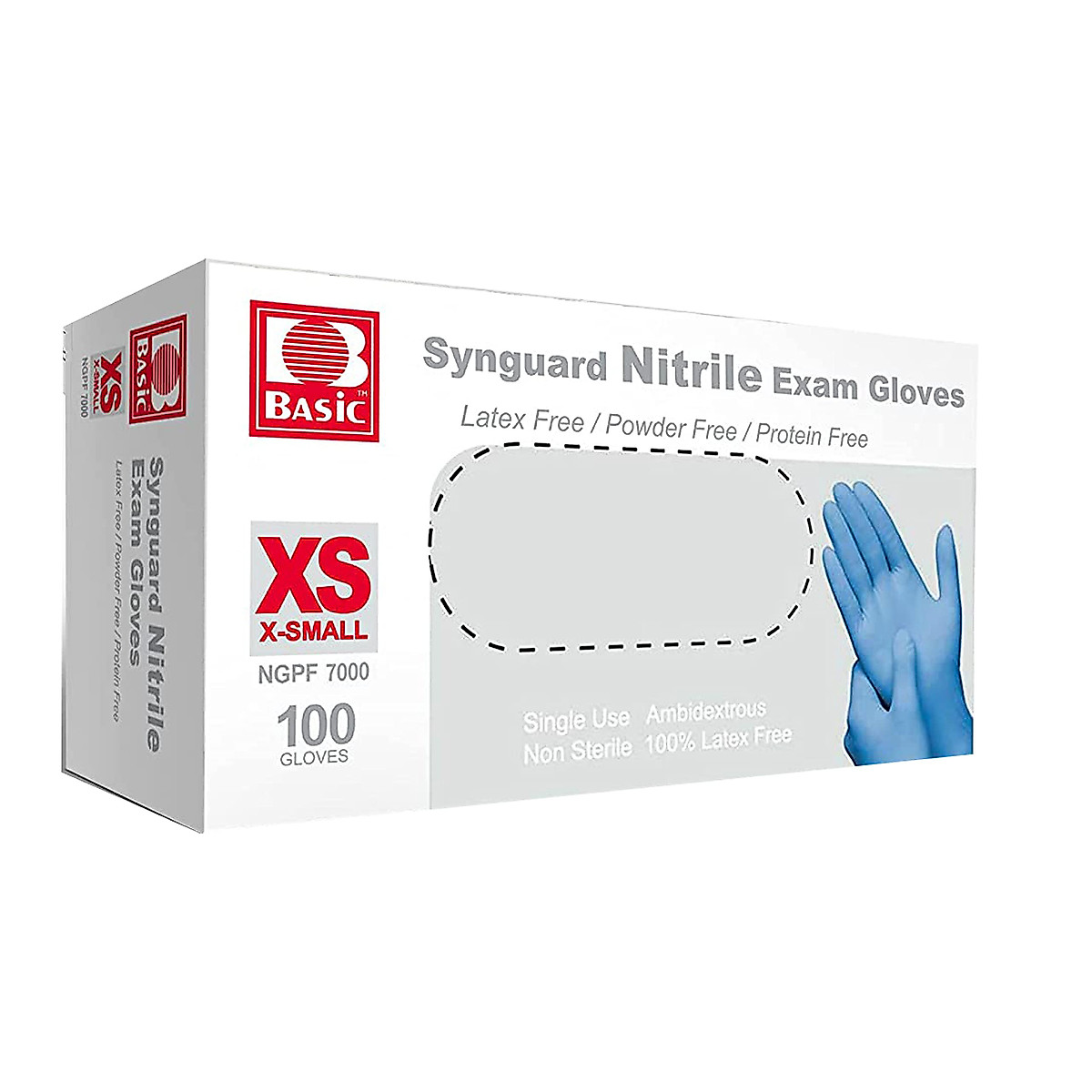RHINMAX BASIC Blue Nitrile Exam Gloves - Latex-Free & Powder-Free (100, X-Small)