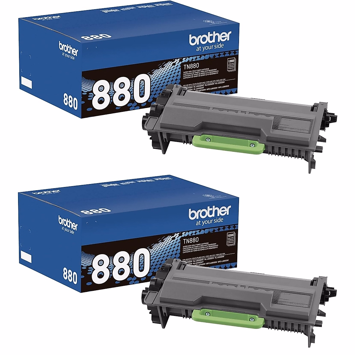 Brother Genuine TN-880 (TN880) Super High Yield Black Laser Toner -Cartridge 2-Pack