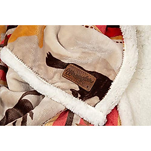 Carstens, Inc Wrangler Running Horse Country Sherpa Fleece Throw Blanket, Brown, One Size
