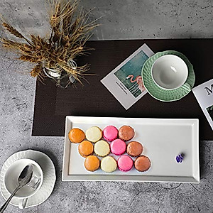 amhomel Serving platter, White Rectangular Serving Plates, Platters for Serving Food, Dessert, Sushi, Vegetable and Cake, Serving Trays for Party, Set of 4, 12.6 Inch