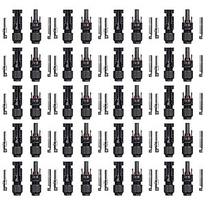 Sun YOBA 20 Pairs Cable Connectors Male/Female Safety Seal Ring Waterproof Solar Panel Cable Connectors Black