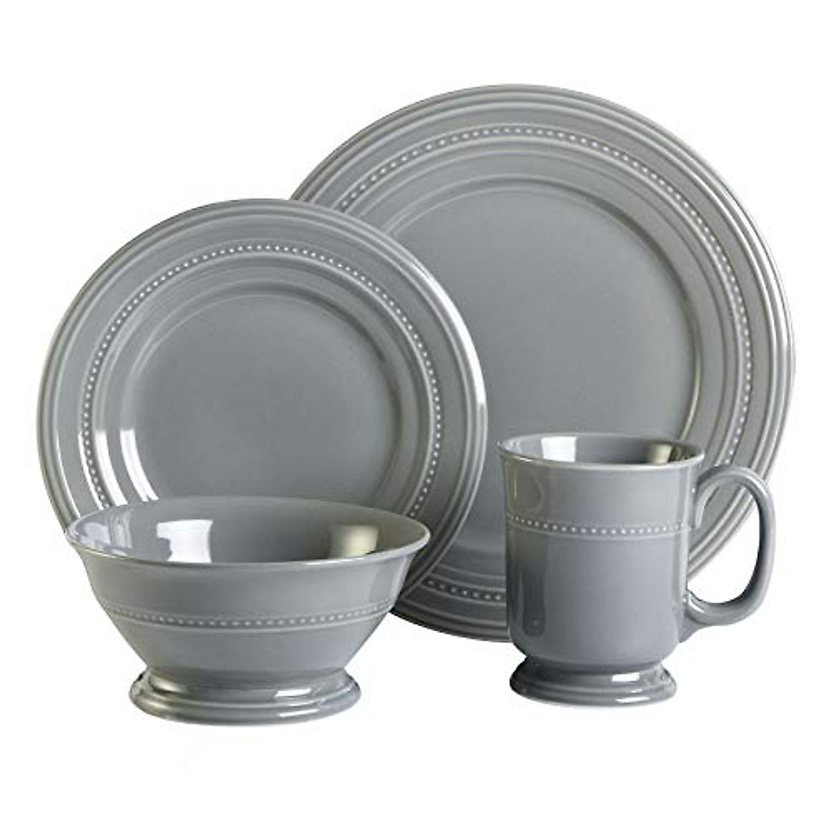 Gibson Elite Barberware 16 Piece Dinnerware Set, Gray
