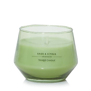 Yankee Candle Studio Medium Candle, Sage & Citrus, 10 oz: Long-Lasting, Essential-Oil Scented Soy Wax Blend Candle | 40-65 Hours of Burning Time