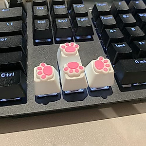 YupYay 4 Pack Custom OEM R4 Keycaps PBT Mechanical Keyboard Keycaps Cute Cat Paw Key Cap Kawaii Gaming Keycaps for Mechanical Keyboard with Keycap Puller (White Base)