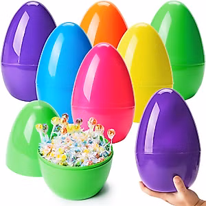 JOYIN 6PCS 10" Jumbo Plastic Bright Solid Easter Eggs Assorted Colors for Filling Treats, Easter Theme Party Favor, Easter Eggs Hunt, Classroom Prize Supplies Toylid Colors Giant Easter Eggs