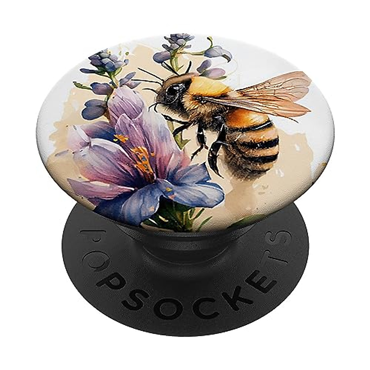 Bee on Flower Watercolor Illustration PopSockets Standard PopGrip