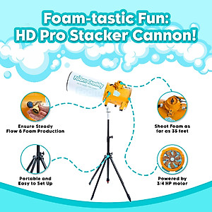 HD Pro Stacker Foam Cannon - Shoots Up to 30ft for Sky-High, Show-Stopping Foam Effects - Foam Machine Perfect for Large Scale Events, Festivals & Professional Entertainment Venues
