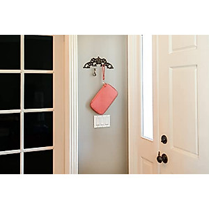 gasare, Decorative Hooks, Key Holder for Wall, Cast Iron Hooks, Wall Mount Screws and Anchors, 12 x 4 ½ Inches, Brown, 1 Unit