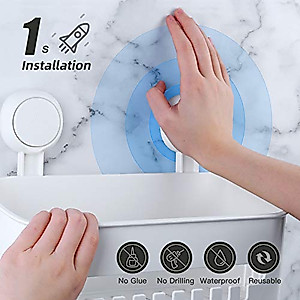 Uten Shower Caddy Drill-Free with Vacuum Suction Cup Removable Shower Shelf Storage Basket Powerful Suction