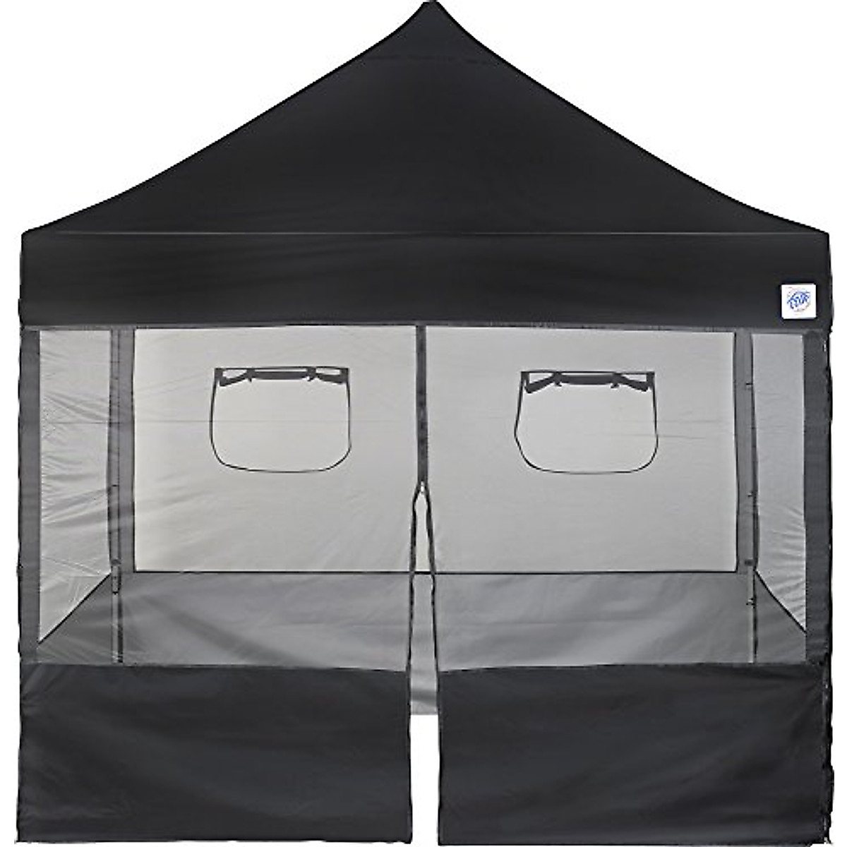 E-Z UP Food Booth Sidewall Kit, Set of 4, Fits 10' x 10' Straight Leg Canopy, Includes 2 Roll-Up Serving Windows, Commercial Grade Mesh, Black