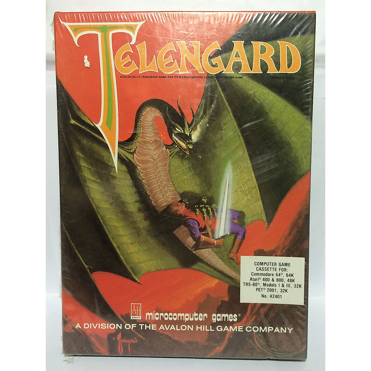 Telengard by Avalon Hill for Commodore 64 Atari 400/800 TRS-80 PET 2001 Cassette