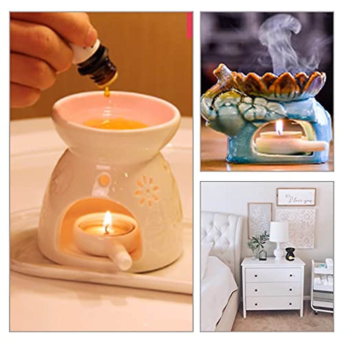 AHANDMAKER 4 Pcs Little Candle Spoon Replacement, 2 Pcs Tealight Wax Warmer Flat Round Ceramic Candle Spoon for Essential Oil Burner Tealight Fragrance Warmer Aromatherapy Diffuser