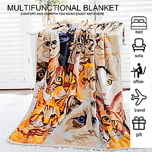 Bilibunny Cat Blanket Gifts for Cat Lovers, 40"x55" Soft Warm Flannel Cozy Throw Blankets for All Seasons, Cute Cat Fuzzy Blankets for Couch Sofa Bedroom Chair Camping Office Car Travel Picnic (Pet)