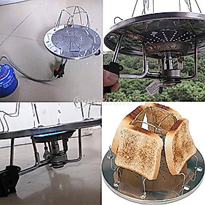 Folding Camp Stove Toaster, Stainless Steel 4 Slice Propane Bread Toaster, Portable Backpacking Outdoor Toaster Rack Holder for Camping Fishing Hiking