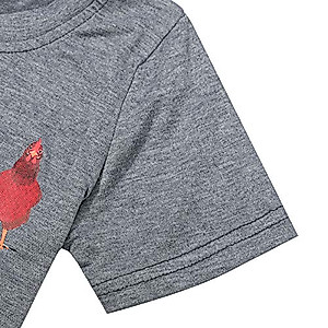 VILOVE Chicken Farmer Toddler T-Shirt Cute Chicken Farm Cotton Boy Girl Clothes (Gray, 1-2T/Tag90)