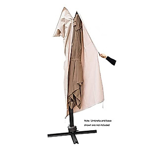 C-Hopetree Large Patio Umbrella Cover for 7ft to 11ft Offset Cantilever Outdoor Umbrellas, Waterproof, with Zipper and Rod, Beige
