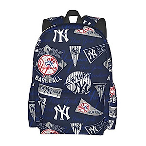Annod Industries New York Yankees Baseball Backpack, Lightweight Casual School Backpacks Bags for Men Women Book Travel Hiking Camping Work, 16.9 Inch