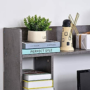 HOMCOM Office Computer Desk Writing Table Workstation with Storage Shelves, Decorative Hutches, & Strong Build, Grey