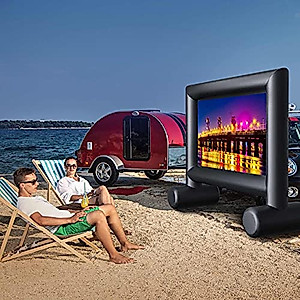 Inflatable Projector Screen for Outdoor, ISPNZH 16/20 FT Blow Up Portable Mega Theater Movie TV Screen with Air Blower and Storage Bag for Outside Backyard Pool Movie Night, Theme Parties(16ft)