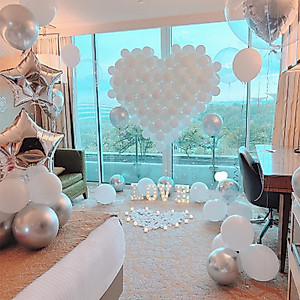 NISOCY White Balloons Arch Kit, 102PCS 18In 12In 10In 5In Arch Garland for Wedding, Bride Engagement, Festival Picnic, Birthday, White Theme Anniversary Christmas Decoration With 33FT Ribbon