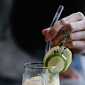 Reusable Glass Straws, Replacement Straws Compatible with 40 oz Stanley Tumbler, 4 pack Wide Straws with Cleaning Brush for Smoothies, Long Straws for Stanley Cup Accesspries, Dishwasher Safe