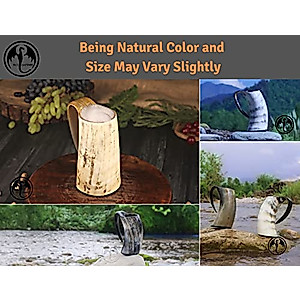 Viking Horn Mug - 100% Authentic 16oz - Ultimate Unique Handmade Ox Horn Norse Mug for Hot & Cold Drinks with Gift Bag - Food Grade Medieval Style Man's Beer & Mead Cup…