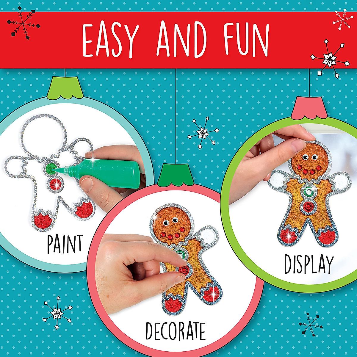 Creativity for Kids Holiday Easy Sparkle Window Art Craft Kit: Create 7 Window Art Designs, Holiday Crafts, Christmas Crafts for Kids Ages 6-8+, Christmas Activities for Kids