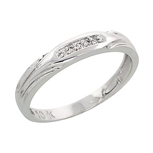 Sterling Silver ladies Diamond Wedding Band Rhodium finish, 1/8 inch wide, Size 5.5