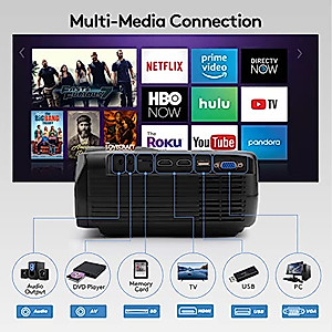 Living Enrichment Mini Projector with Bluetooth, Upgraded 1080P HD Supported Portable Movie Projector 9500L, Portable Projector with Carry Bag, Compatible with HDMI VGA USB for Home Outdoor Movies