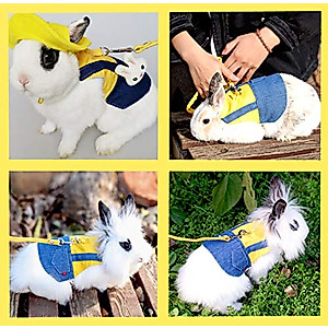 Guinea Pig Clothes,Soft Bunny Ferret Clothes with Pet Rabbit Harness and Leash Mini Hat Bag Cute Brooch for Kitten Small Animal Collars