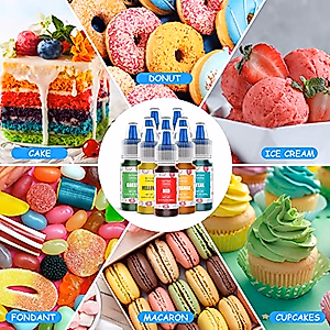 Food Coloring Cake Decorating Set - Jelife 10 Gel Based Flavorless Edible Food Dye Vibrant Concentrated Neon Icing Colors for Kids Baking Macaron Frosting Fondant Cookie (6ml/Bottles)