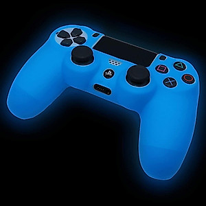 HLRAO Green Anti-Slip Glow in The Dark Protective Silicone Cover Skin Grips Compatible with PS5 Controller,8 PCS Thumb Grips Caps and 2 Grips Caps Glow in The Dark.