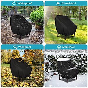 GARPROVM Garden Chair Covers Winterproof Outdoor Chair Covers 2 Pack, Outdoor Swivel Chair Covers Waterproof, Patio Chair Covers 420D Oxford Fabric Dustproof Patio Furniture Covers, 35"Lx38"Wx29"H