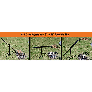 Authentik BuzzyGrill Camping Grill Features Stainless Steel Grate and Includes Cast Iron Cookware Hook Attachment