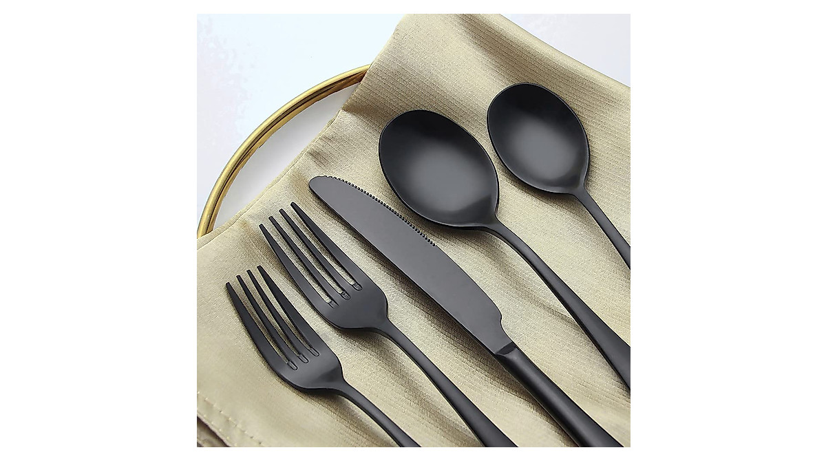 AOOSY Matte Black Flatware Set - 20-Piece Stainless Steel Cutlery for 4