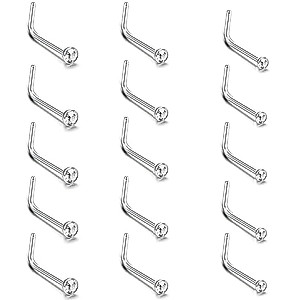 Jstyle 60Pcs L Nose Piercing Studs Jewelry for Women Stainless Steel Body Ear Piercing 22G 1.5mm 2mm 2.5mm