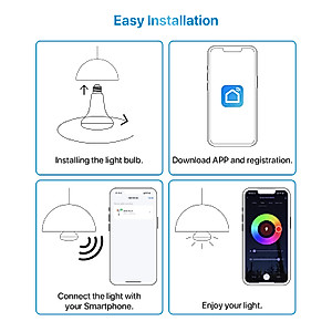 ORALUCE Smart BR30 Bulb, LED Flood Light Bulbs, Works with Alexa Google Assistant, 12W 100W Equivalent, 1280 Lumens, RGBCW 2700-6500K Color Changing Recessed Light Bulbs for Cans, E26 Base, 4 Pack