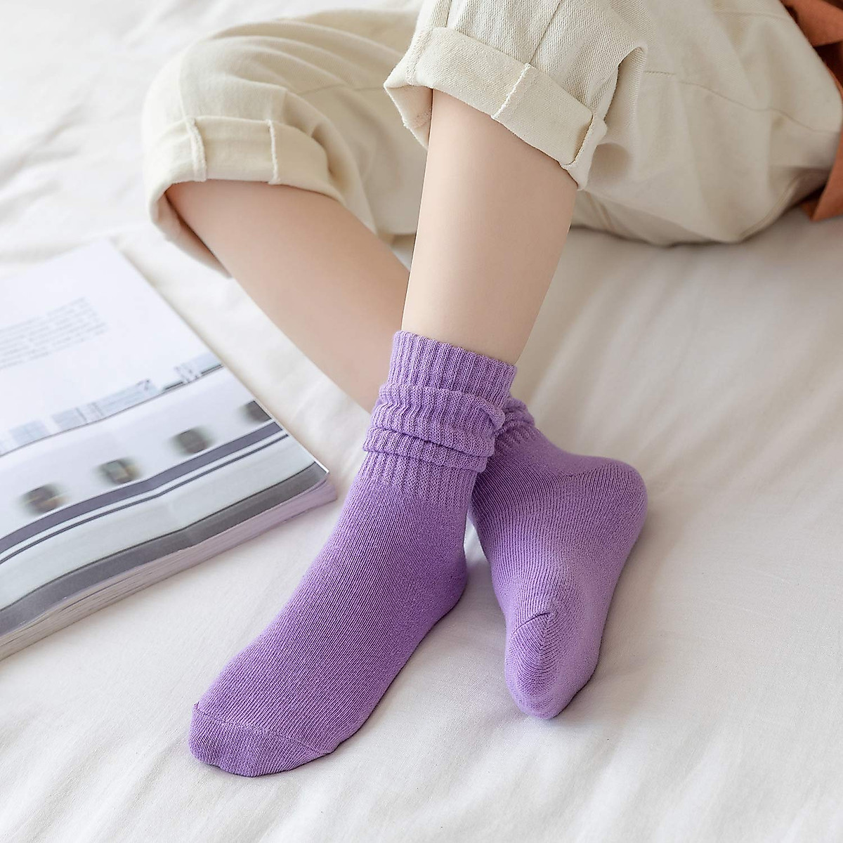 MINI PANDA Girls Socks,Little Girl Socks,Socks for Girls 6-8 Years,Long Socks for Girls 9 Pairs (9 colors, 6-8 Years)