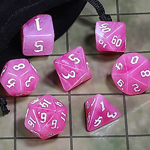 CiaraQ DND Polyhedral Dice Set for Dungeons and Dragons RPG MTG Role Playing Table Games-with 1 Dice Pouch (Pink Gradient)
