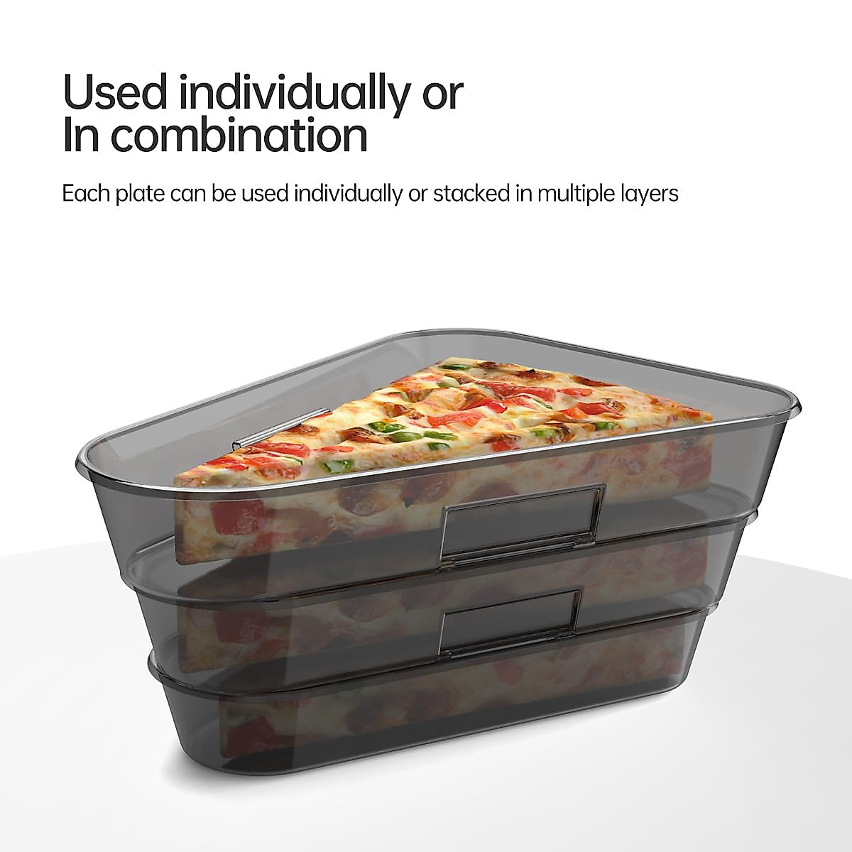 AimiDream Reusable Pizza Storage - 3 Mergable Containers, Combined PP Container to Organize & Save Space, Red & Black