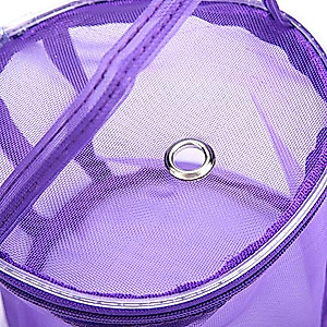 Mesh Bag Yarn Knitting Bags Holder Storage Organizer with High Capacity for Crochet Hooks Knitting Needles Project Supplies(L-Purple)
