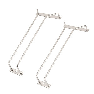 Dianoo Stemware Racks 2 Pack, 27.5cm Stainless Steel Wine Glass Racks Under Cabinet Wine Glass Holder Stemware Hanging Racks, Wire Wine Glass Hanger
