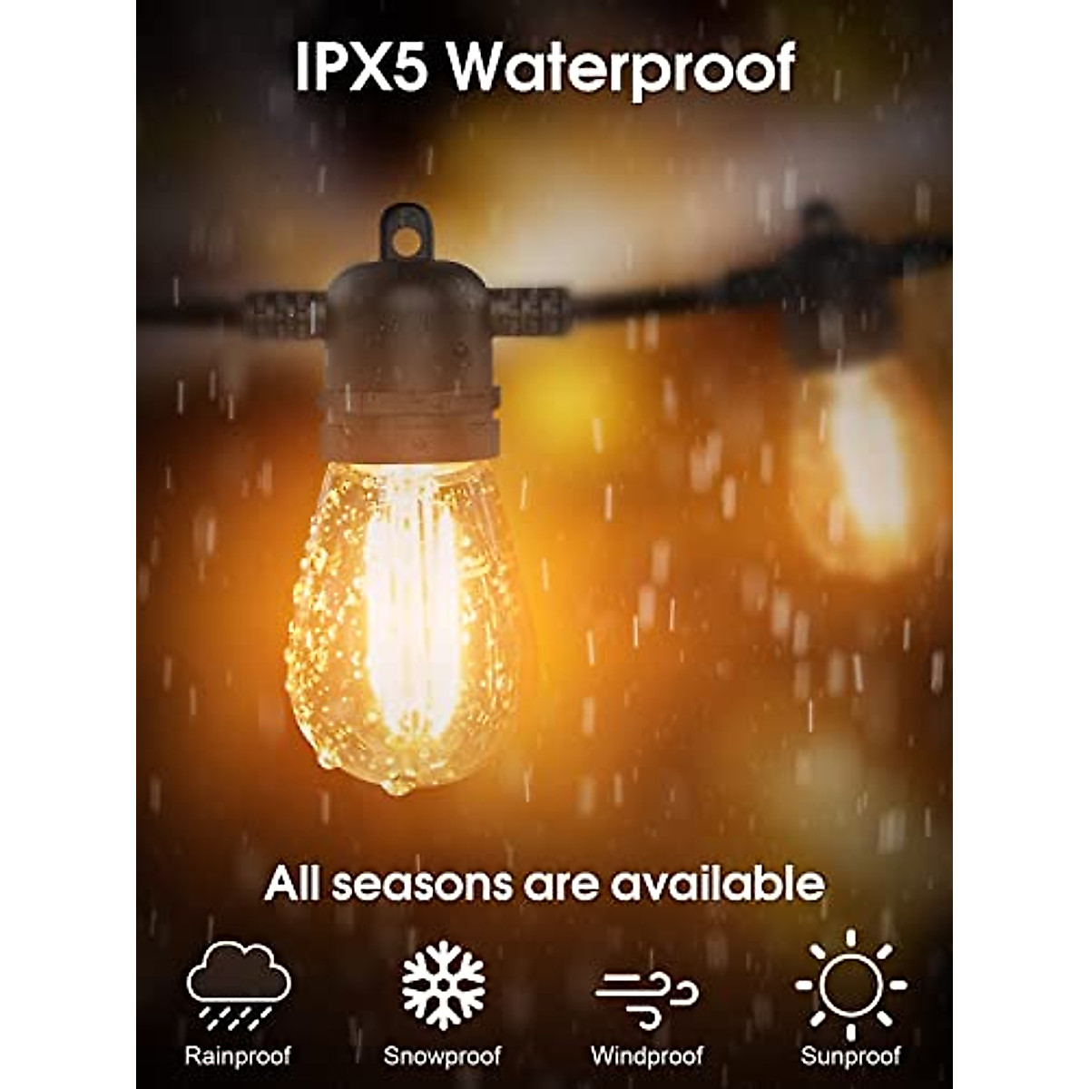 NIUAWASA Outdoor String Lights Patio Light 64FT LED Dimmable Lighting 23 Shatterproof S14 Plastic Bulbs 20 Hanging Sockets Waterproof for Outside Cafe Bistro Porch Gazebo Backyard Party Deck Garden