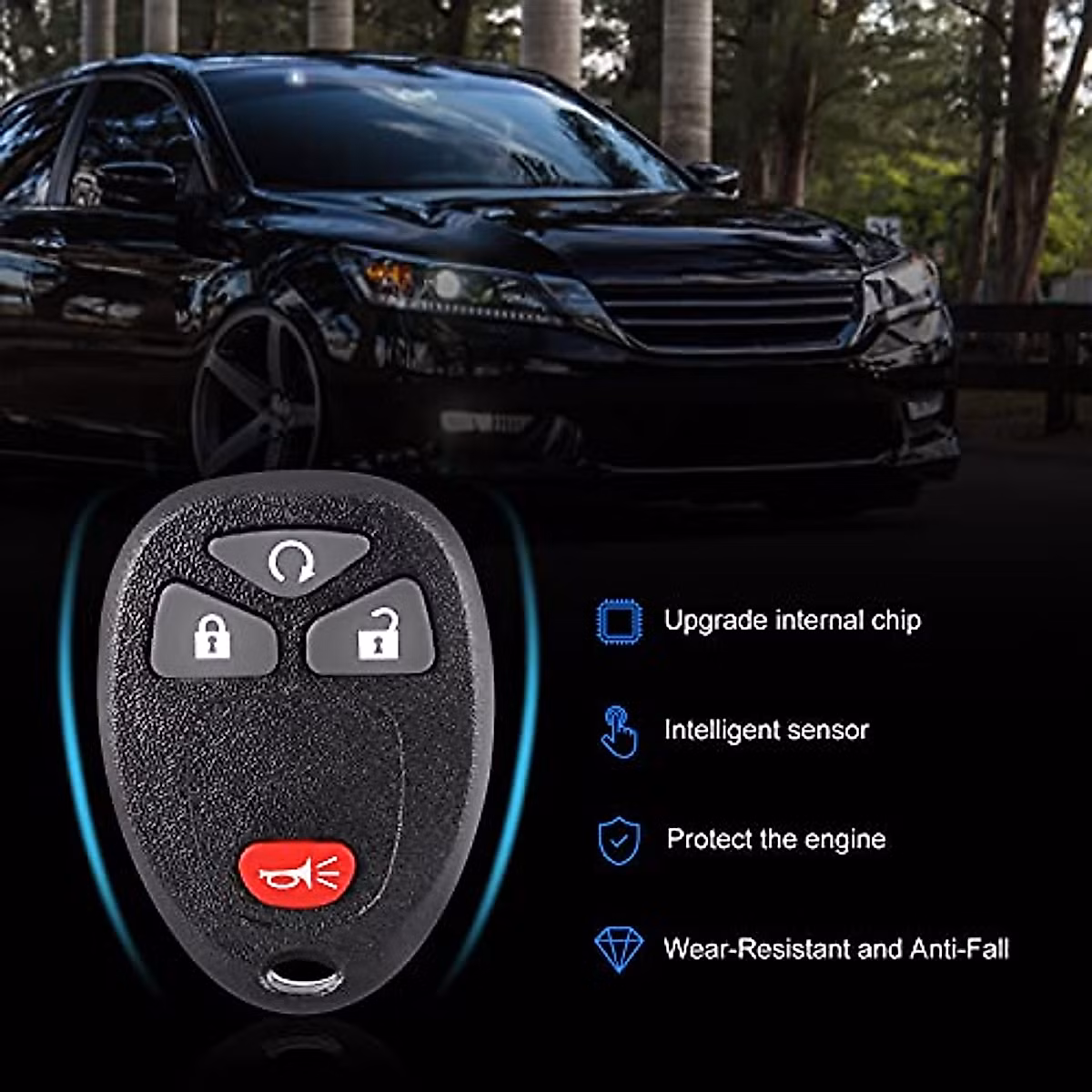 Pilida Key Fob Keyless Entry Remote: Keyless Control Clicker Compatible with Chevy SilveradoTraverse Equinox Avalanche GMC Sierra Pontiac Torrent Saturn Outlook Vue Replacement of OUC60270 OUC60221